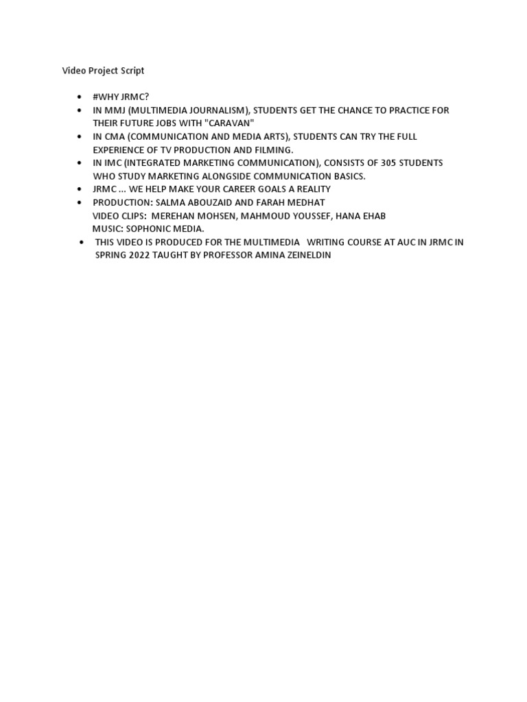 Video Project Script | PDF
