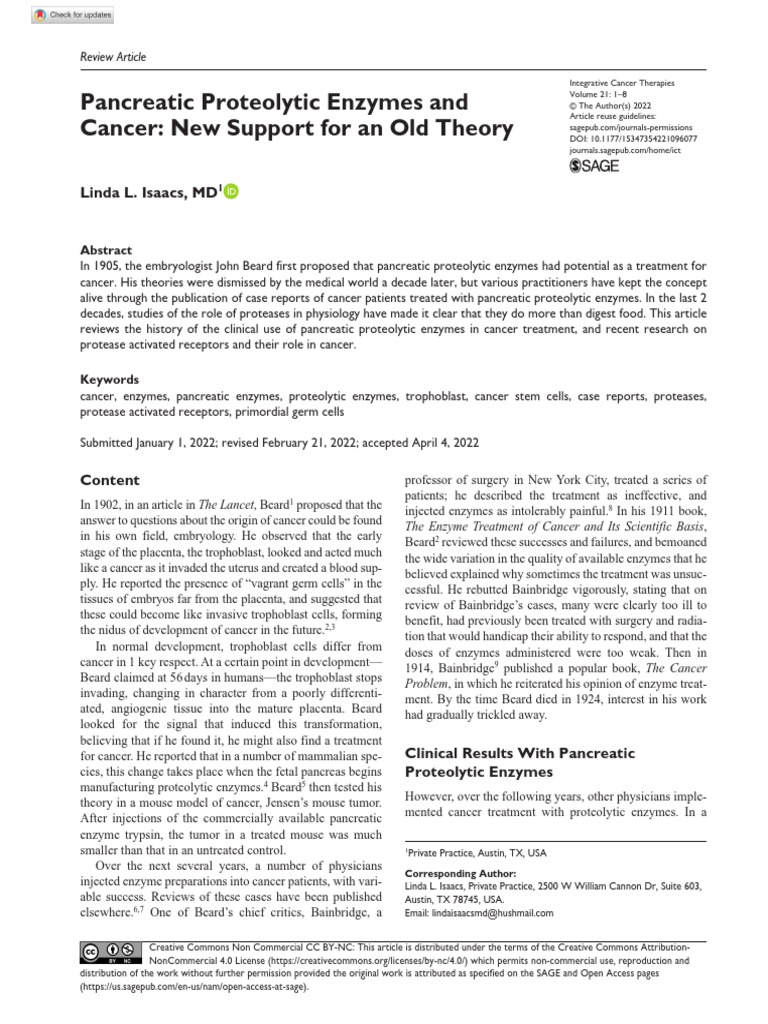 Pancreatic Enzymes | Download Free PDF | Pancreas | Cancer