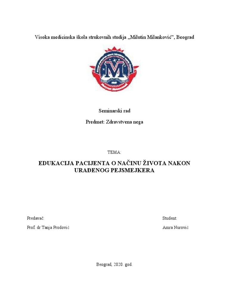 Edukacija Pacijenta o Nacinu Zivota Nakon Uradjenog Pejsmejkera | PDF