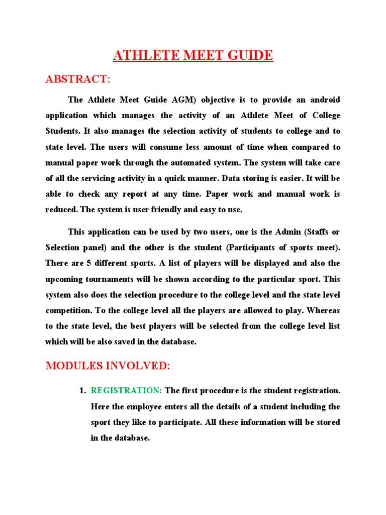 Athlete Meet Guide | PDF | Databases | Operating System