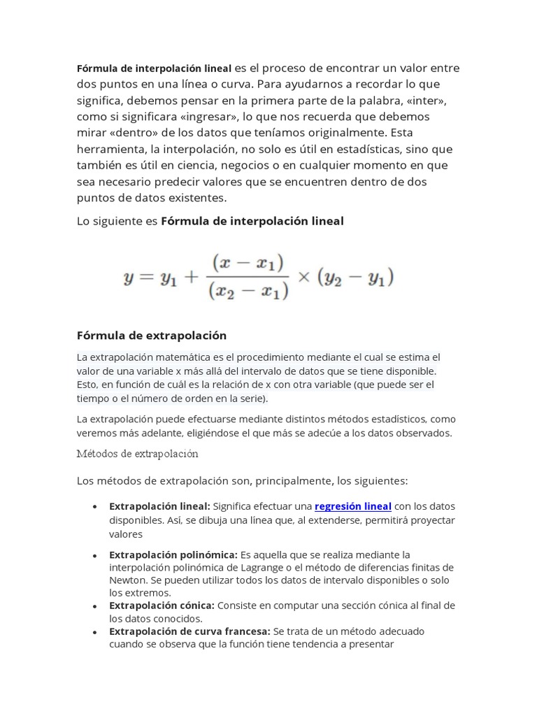 Fórmula de Interpolación Lineal | PDF | Análisis matemático | Matemáticas