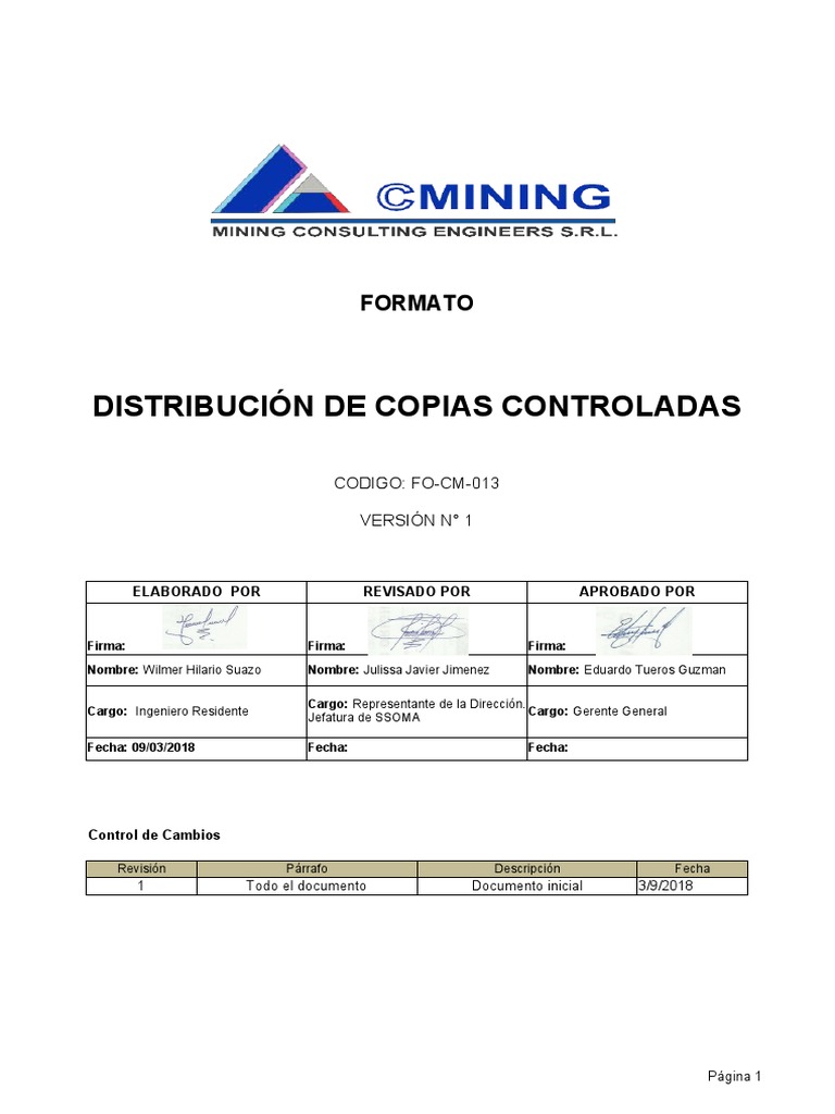 FO-CM-013 Distribucion de Copias Controladas | PDF