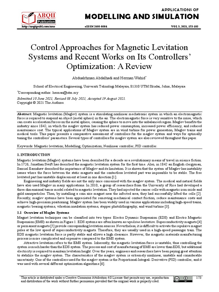 Control Approaches For Magnetic Levitation | PDF | Control Theory ...