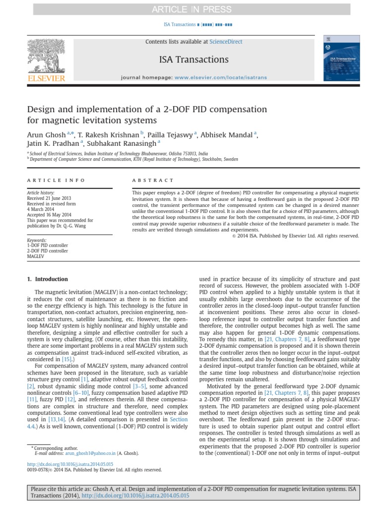 Design and Implementation of A 2 DOF PID Compensation For Magnetic ...