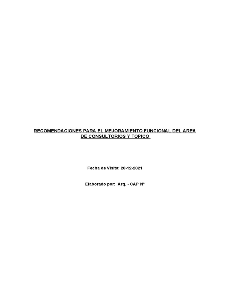 Recomendaciones para El Mejoramiento Del Area de Topico | PDF | Ciencias de la Salud