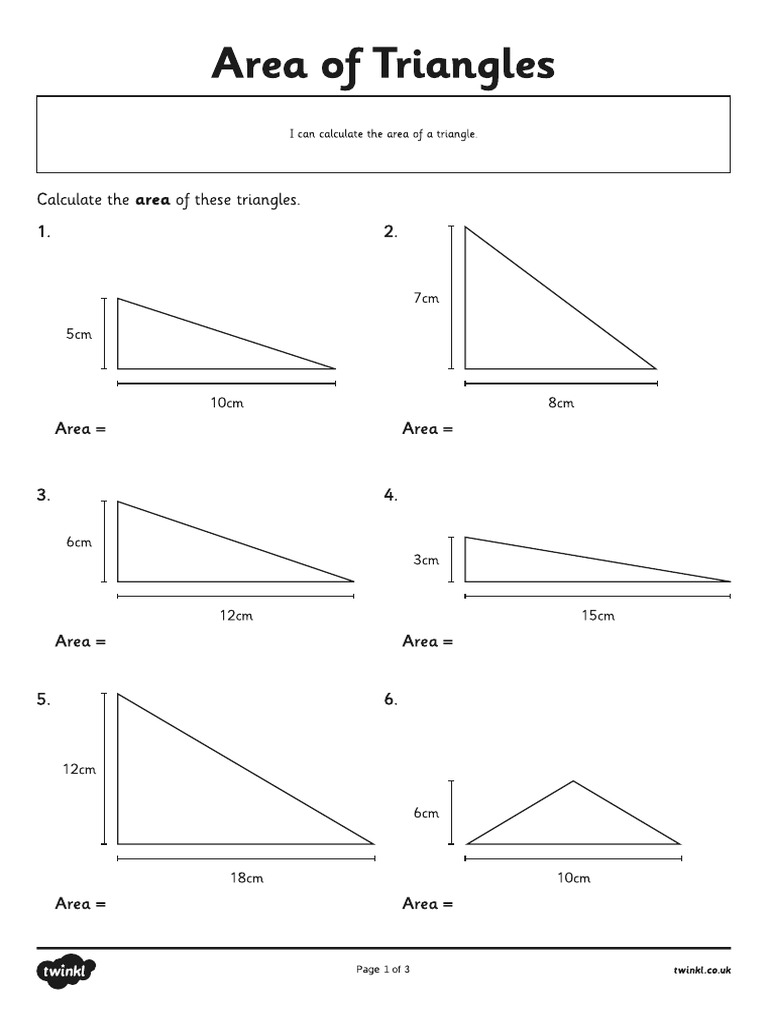 Area of Triangles Activity Sheet | PDF