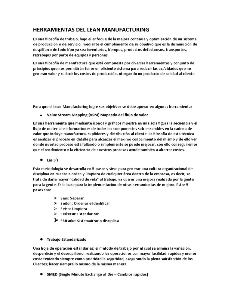 Herramientas Del Lean Manufacturing | PDF | Lean Manufacturing ...