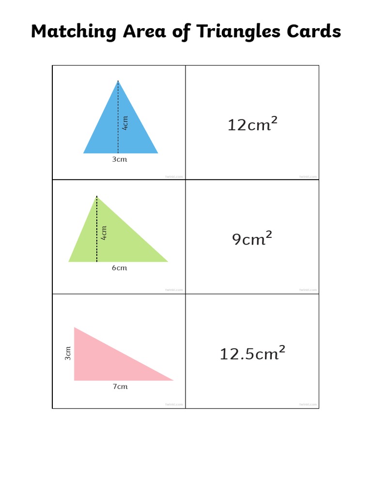 Matching Area of Triangle Cards | PDF