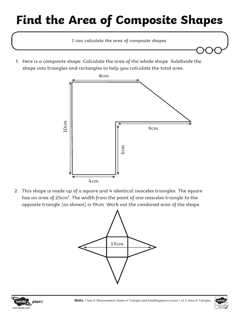Find The Area of Composite Shapes Extra Challenge | PDF