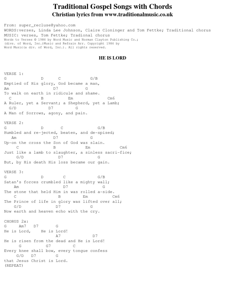 Gospel Music Guitar Chords