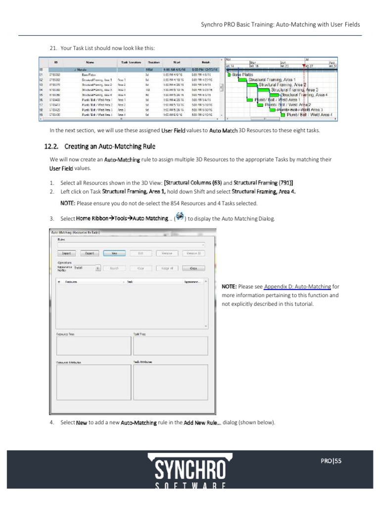 Synchro PRO Training: Auto-Matching Tasks | PDF | 3 D Computer Graphics | System Software