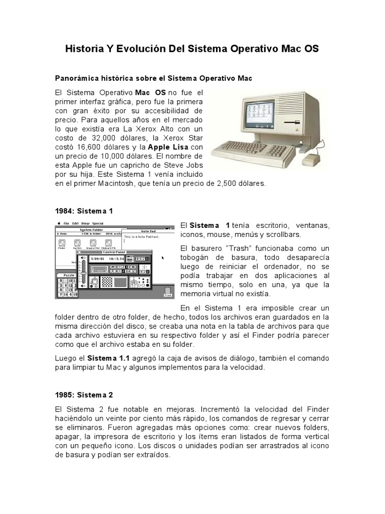 Historia Y Evolución Del Sistema Operativo Mac OS | PDF | Mac OS ...