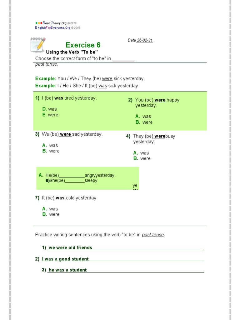 Exercise 6: Using The Verb "To Be" | PDF | Linguistic Morphology ...