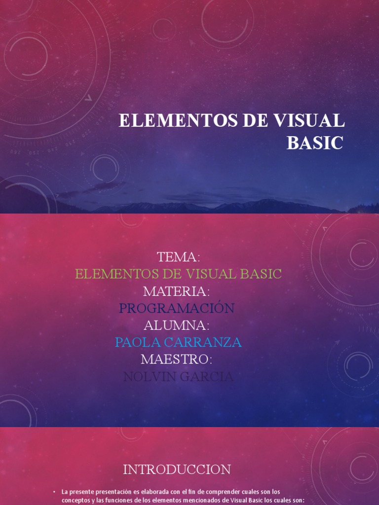 Elementos de Visual Basic | PDF | Básico | Ventana (informática)