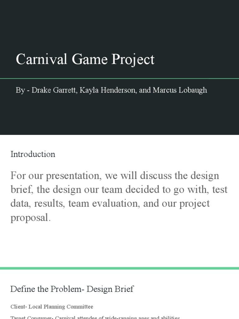 Carnival Game Presentation | PDF | Design | Engineering Design Process
