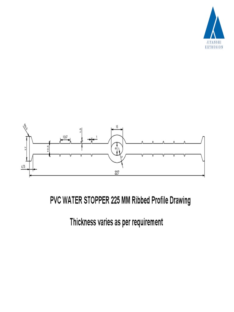 PVC WATER STOPPER 225 MM Ribbed Profile Drawing | PDF