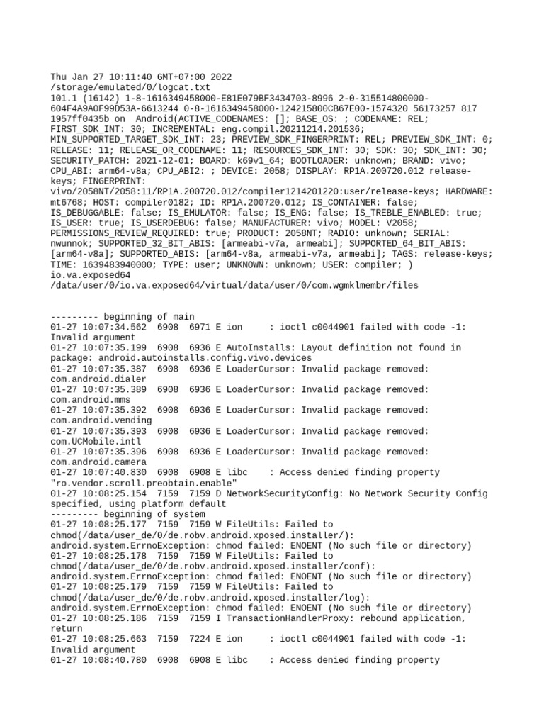 Logcat | PDF | Java (Programming Language) | Android (Operating System)