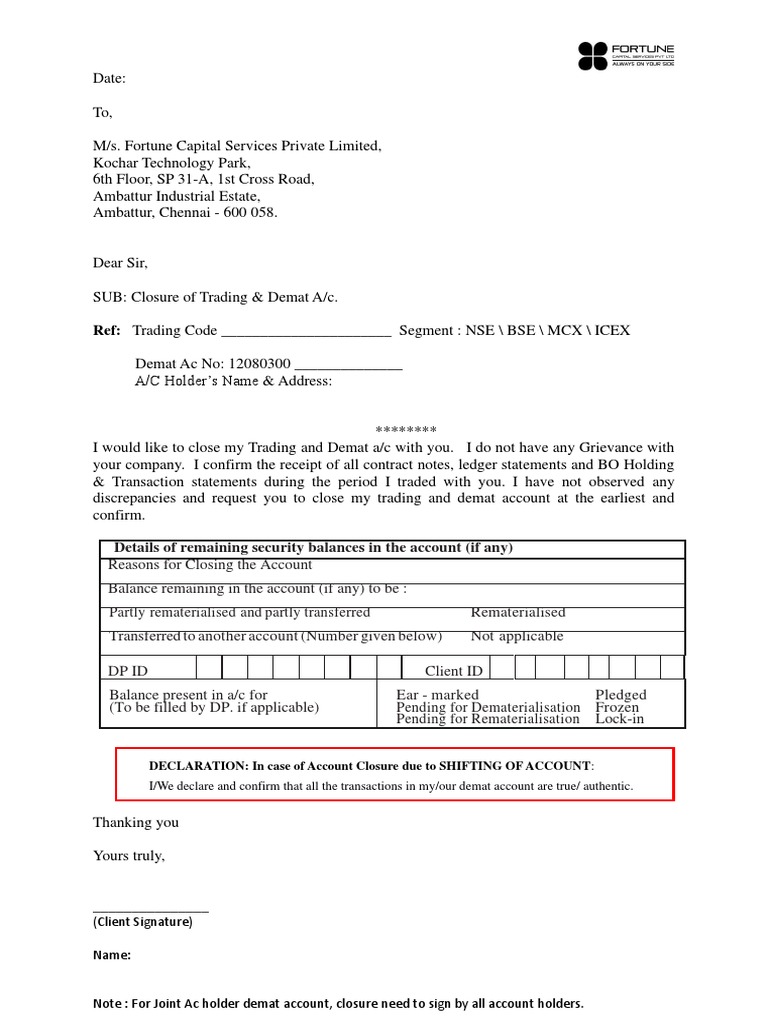 Account Closure Form | PDF