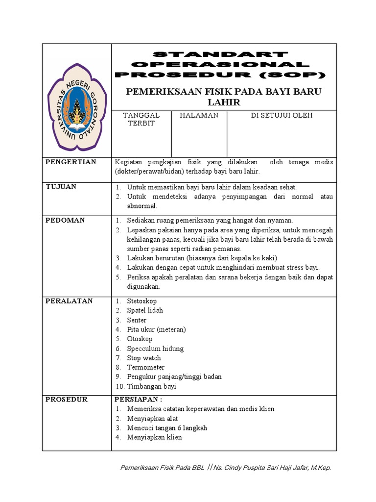Sop Pemfis Pada BBL | PDF | Kesehatan Holistik | Sains & Matematika