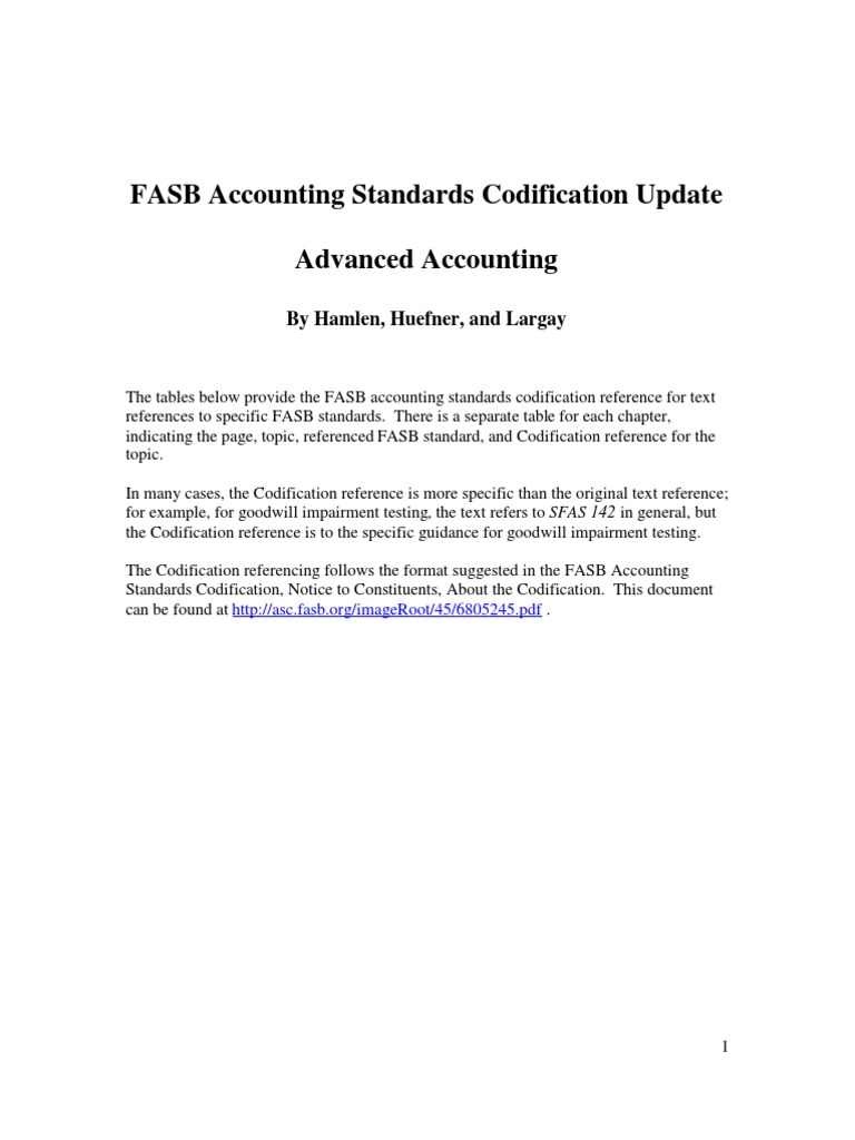 FASB - Accunting Standards Codification (ASC) Concordance | Goodwill ...