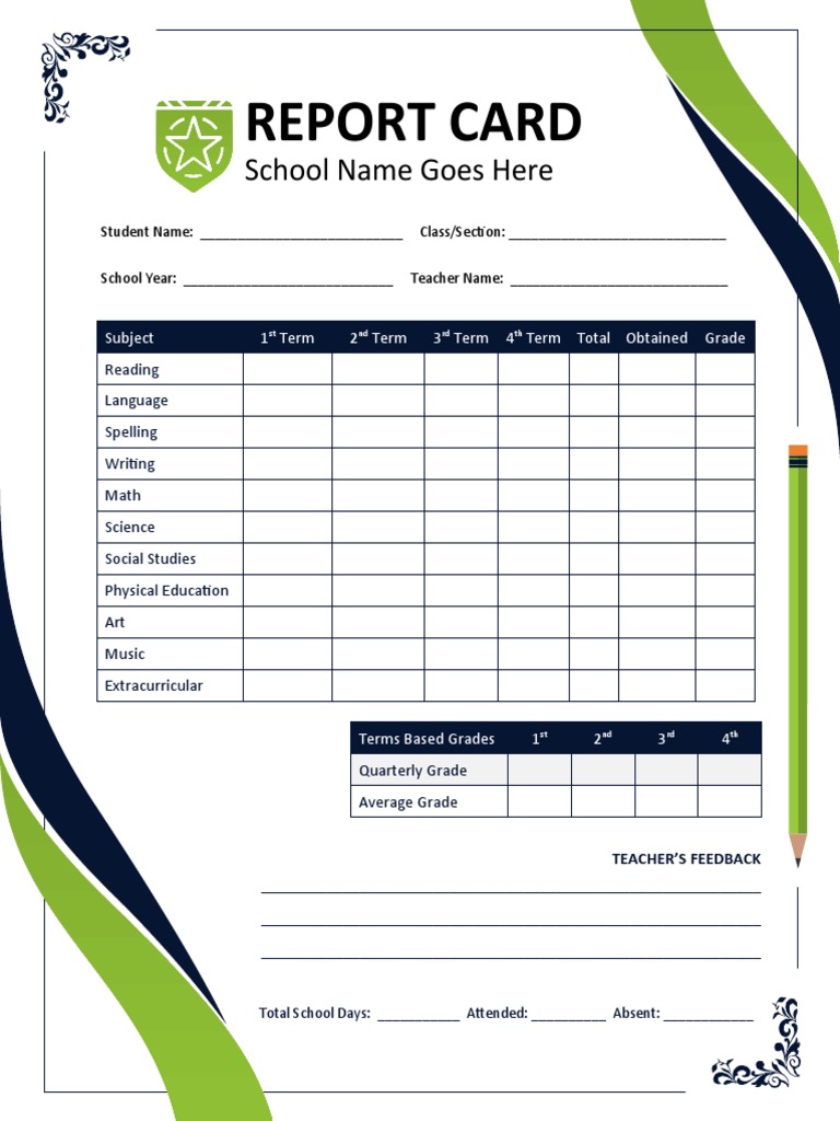 Student Report Card Template | PDF | Social Science | Self-Improvement