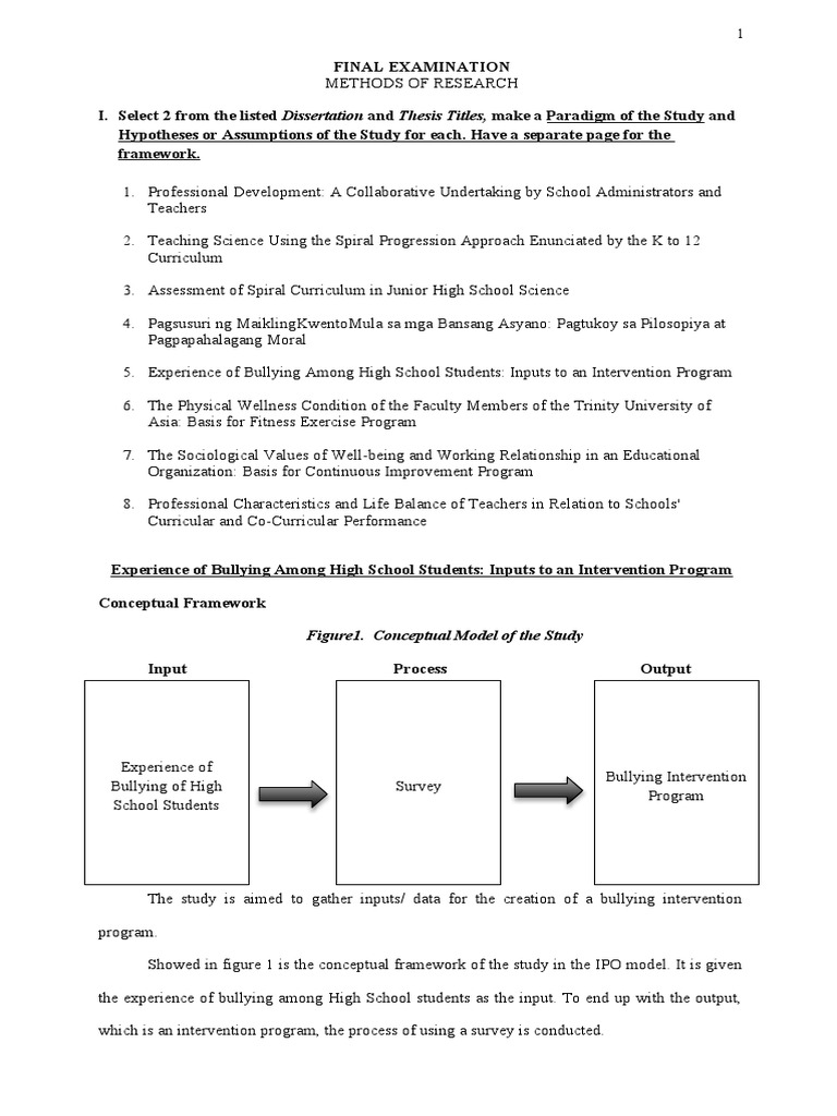 Figure1. Conceptual Model of The Study | PDF | Statistics | Scientific ...