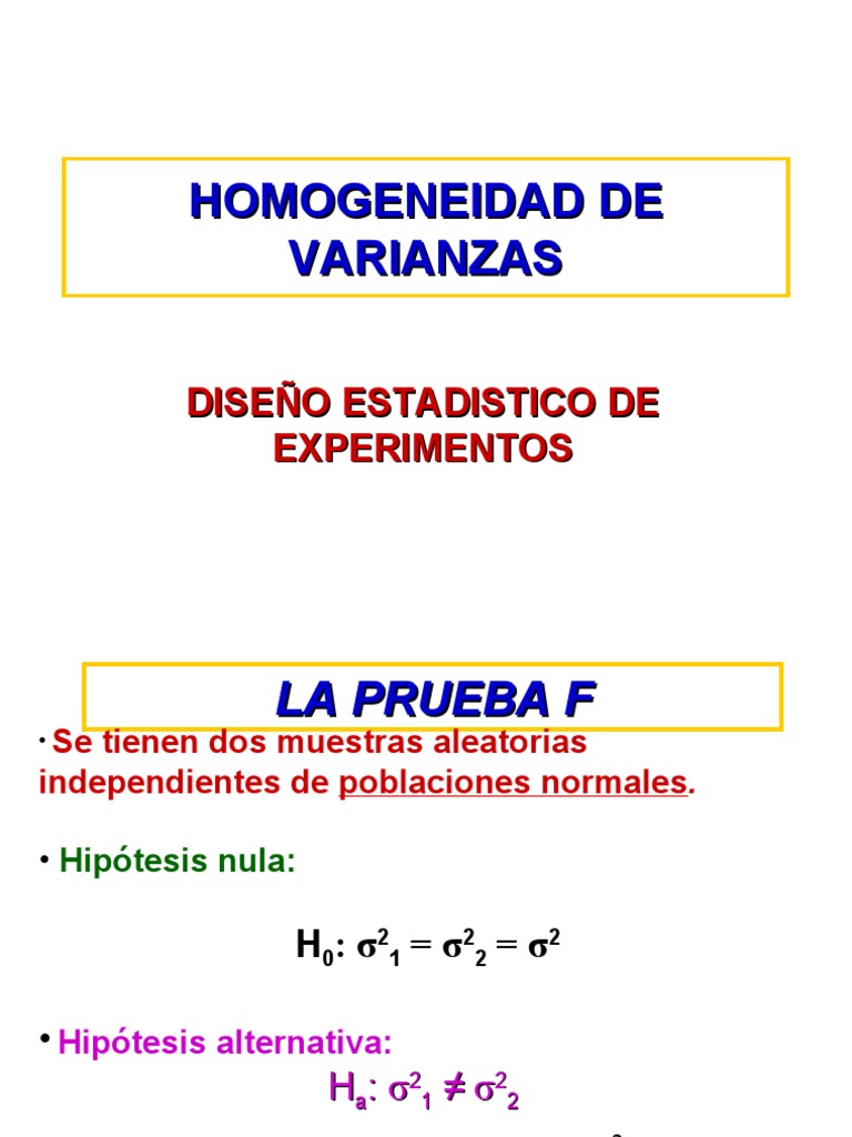 Pruebas de Homogeneidad de Varianzas | PDF | Prueba T de Student ...