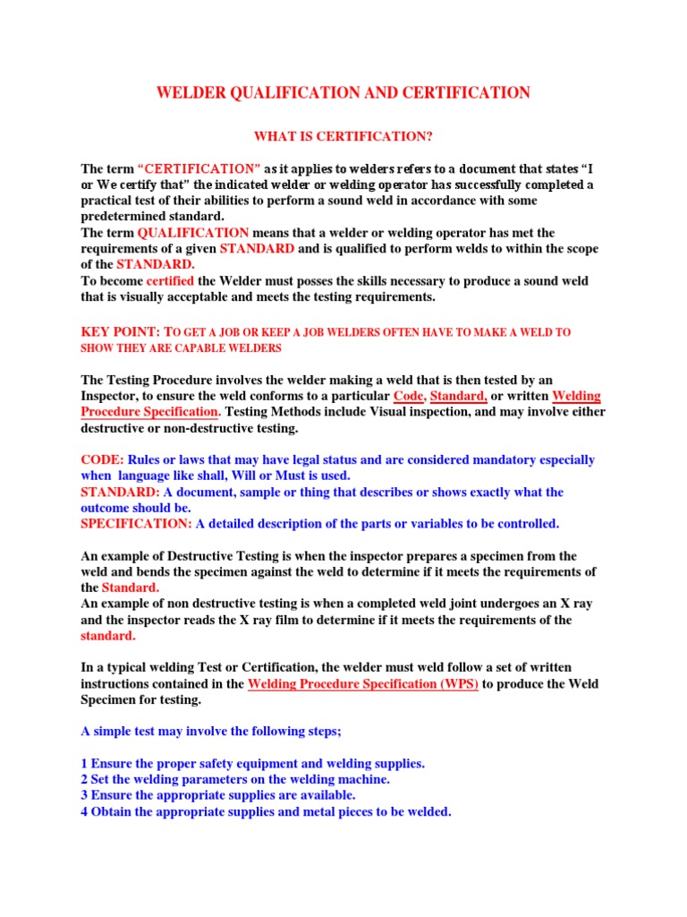 Welder Qualification and Certification: What Is Certification ...