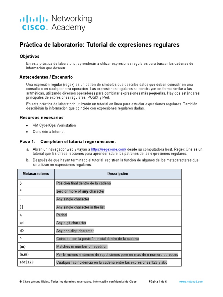 12.2.2.9 Lab - Regular Expression Tutorial | PDF | Expresión regular | Archivo de computadora