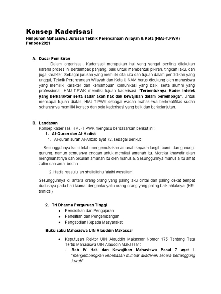 Konsep Kaderisasi - Docx1 | PDF