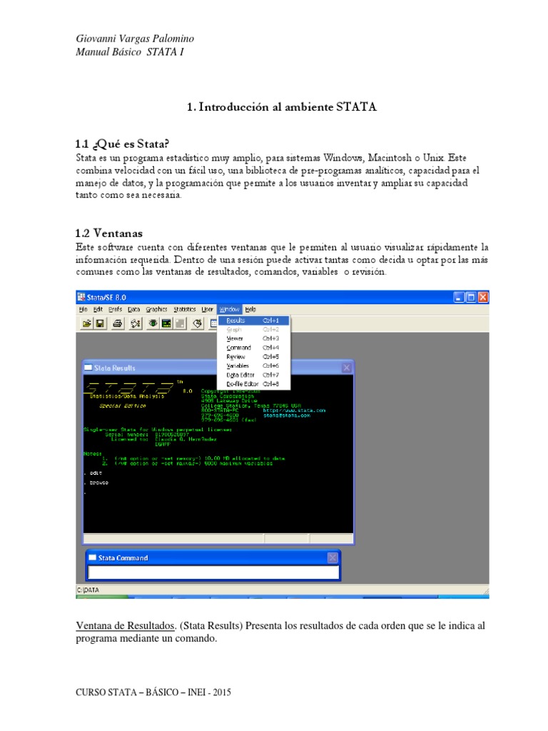 Manual Básico de STATA I | PDF | Archivo de computadora | Análisis de regresión