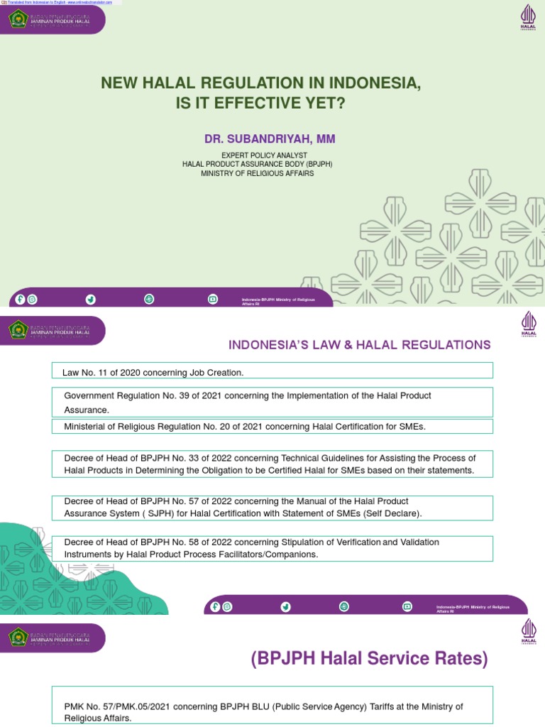 Indonesia Halal Regulation Update | PDF