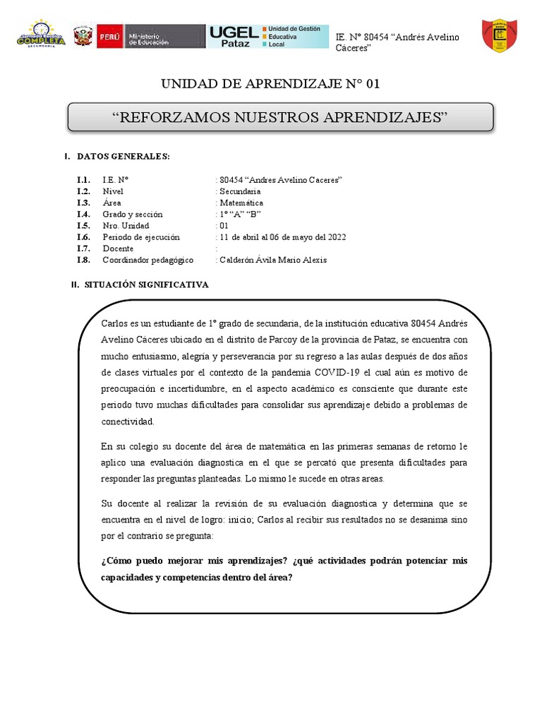 Esquema Unidad de Aprendizaje | PDF | Evaluación | Aprendizaje