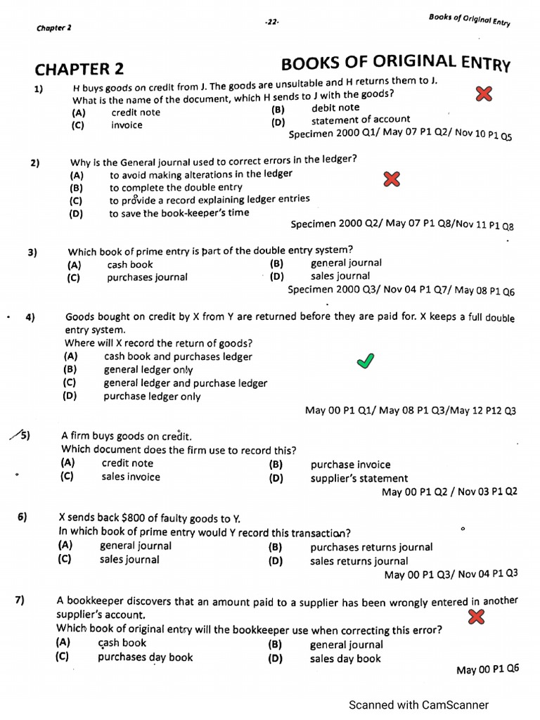 Books of Original Entry MCQs | PDF