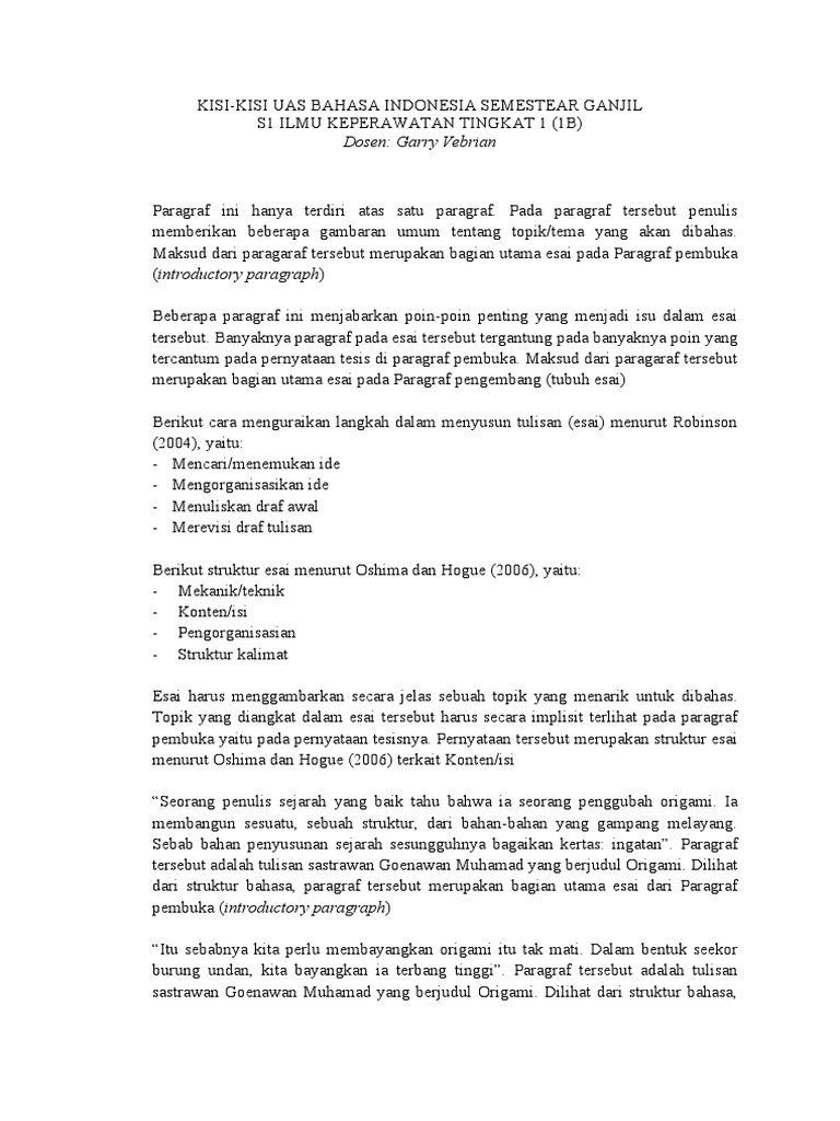 Bacaan Untuk UAS B Ind | PDF