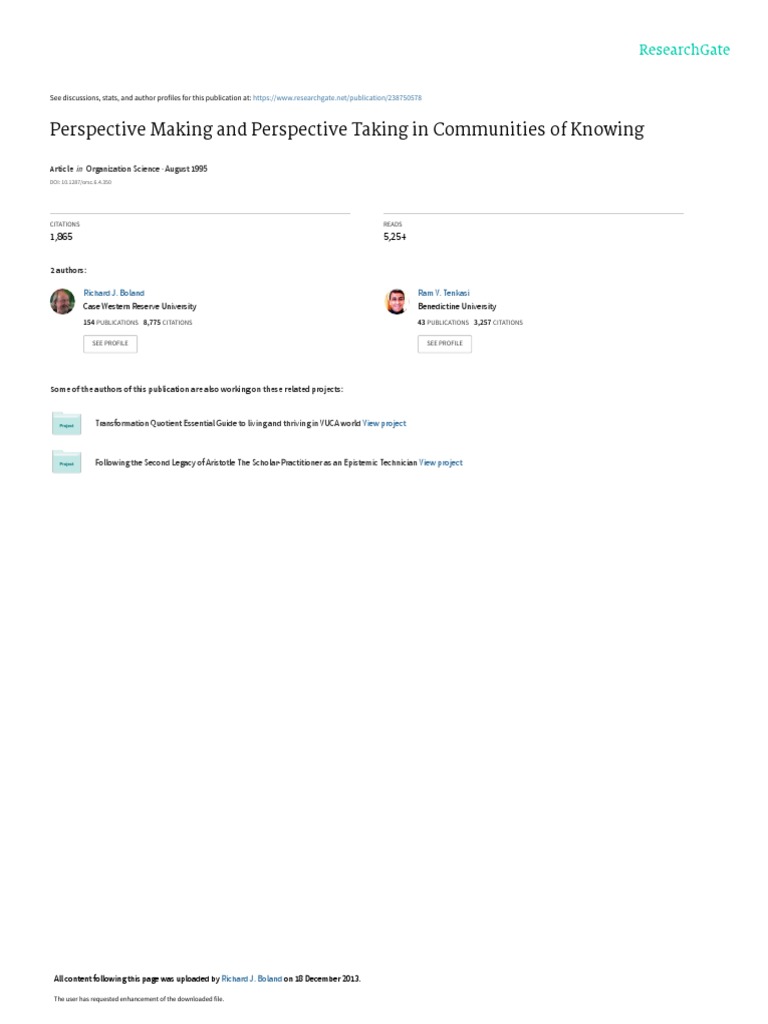 Perspective Making and Perspective Taking in Commu | PDF | Paradigm ...