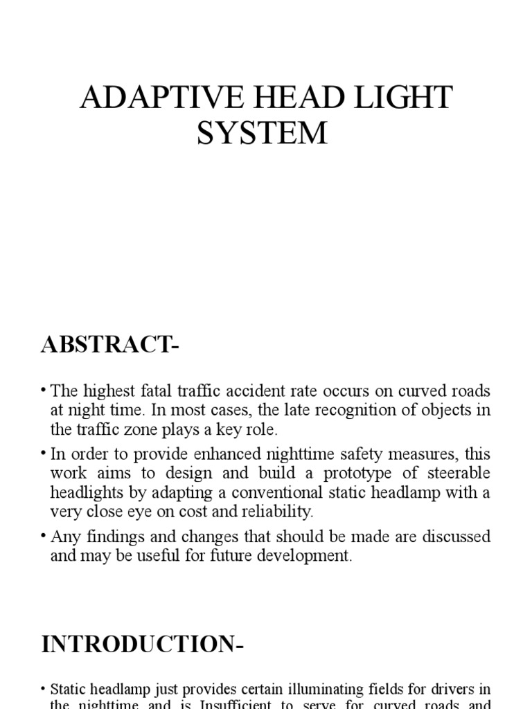 Adaptive Head Lamp System | PDF | Headlamp | Friction