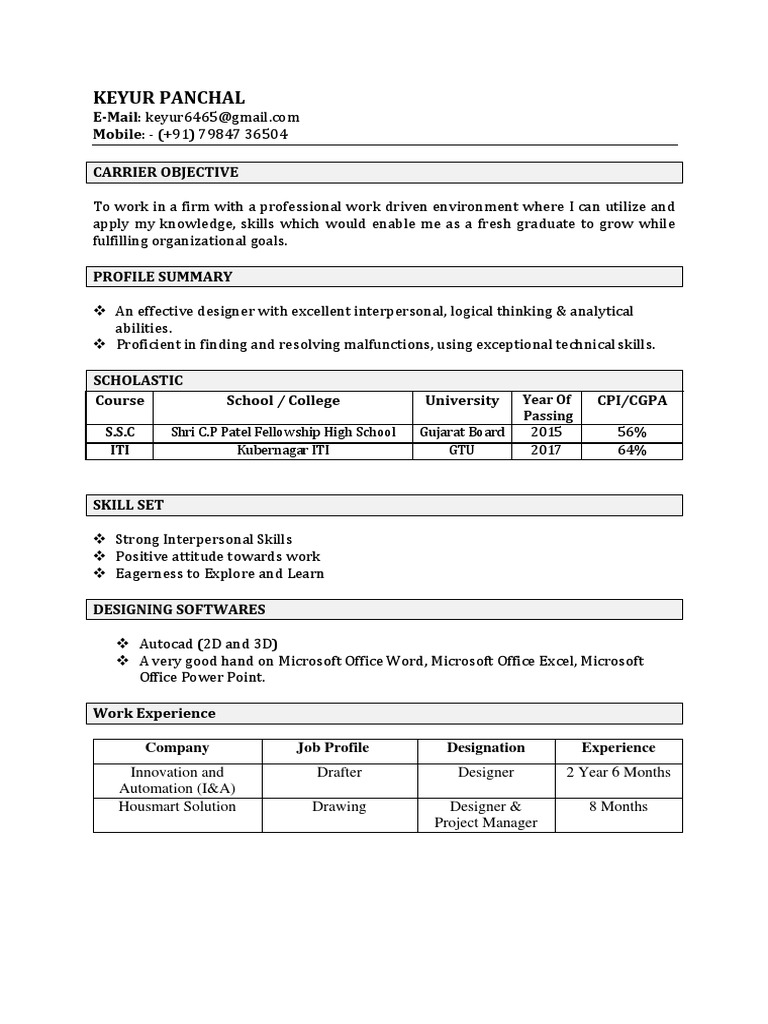 Keyur Panchal: Mobile: - (+91) 79847 36504 | PDF