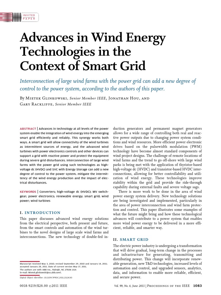 4.advances in Wind Energy | PDF | Wind Power | Electrical Grid