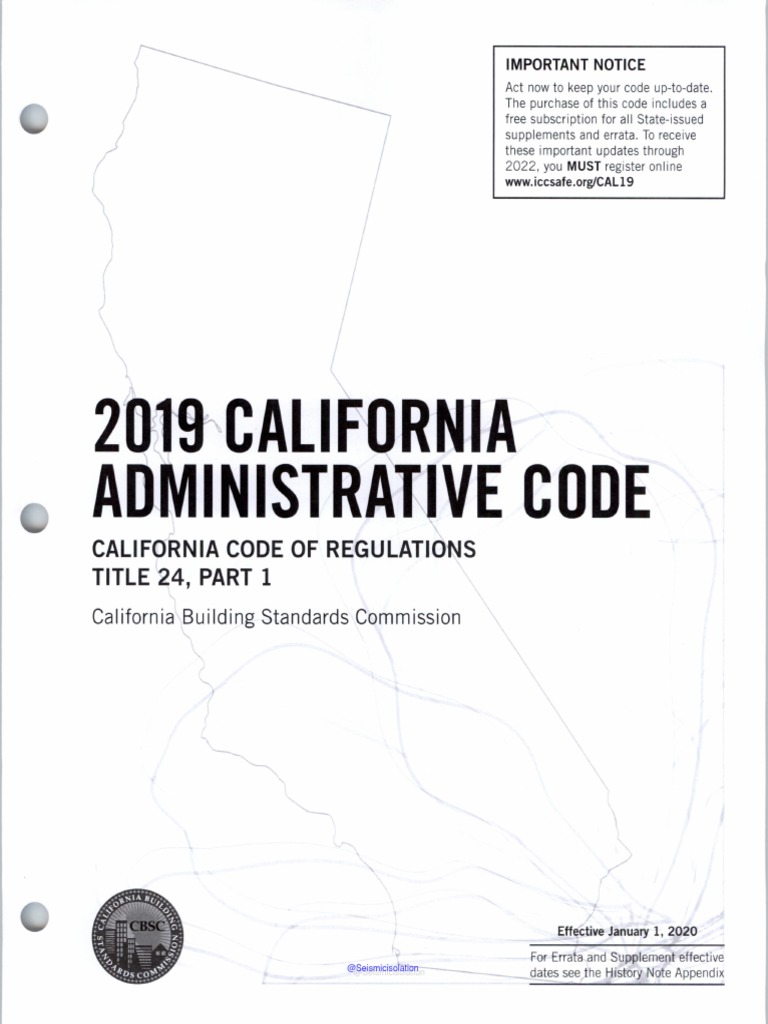 2019 California Administrative Code, California Building Standards | PDF