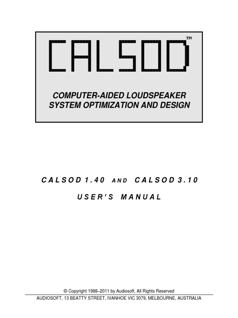 CALSOD1 4and3 1UsersManual | PDF | Electronic Filter | Loudspeaker
