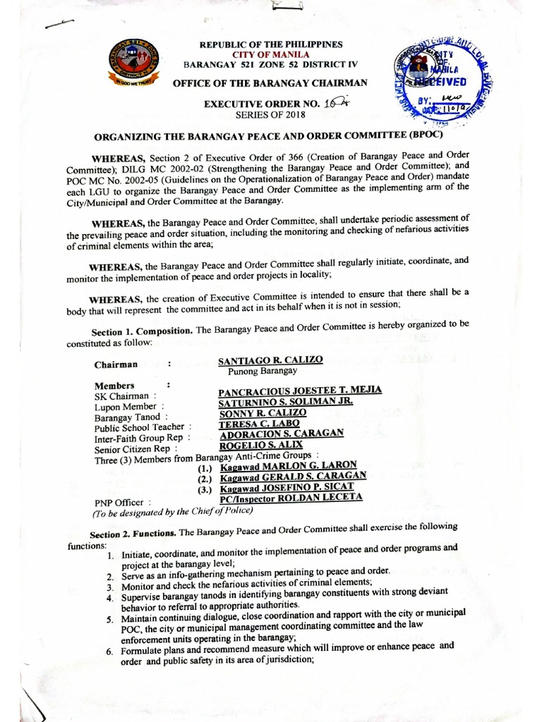 BPOC-eo - Barangay 521 Zone 52 | PDF