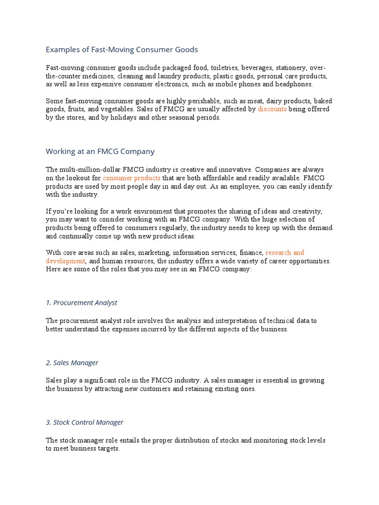 Overview of Fast-Moving Consumer Goods | PDF | Sales | Stocks