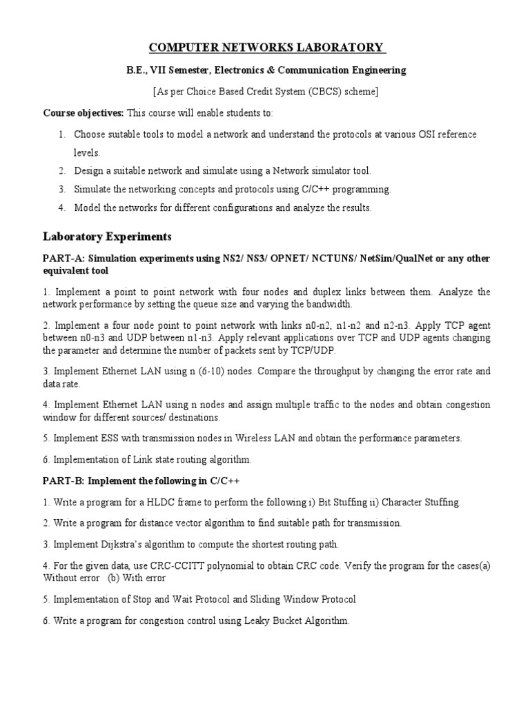 Computer Networks Lab Manual - 14!01!2020 | PDF | Computer Network | Routing