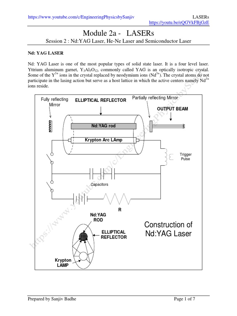 02a LASERs Session 2 (ND YAG Laser, He-Ne Laser and Semiconductor Laser) | PDF | Laser | P–N ...