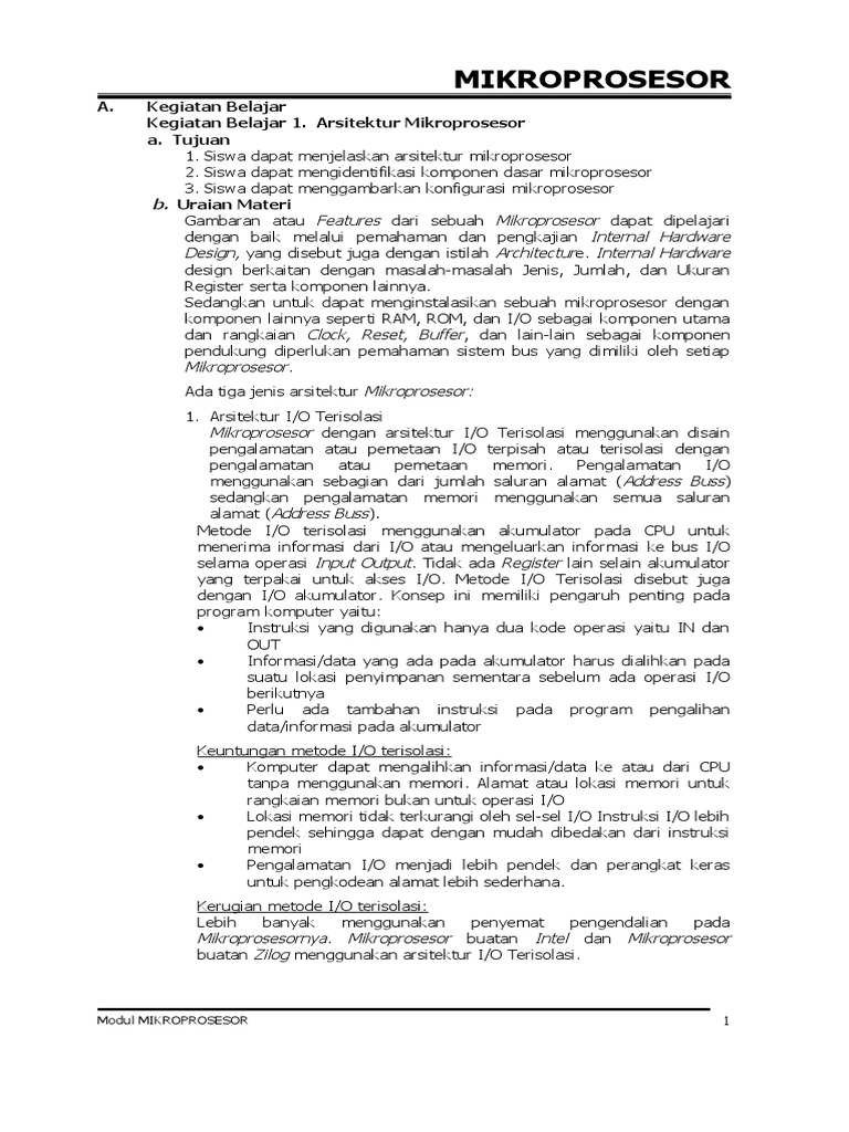Panduan Arsitektur Mikroprosesor | PDF