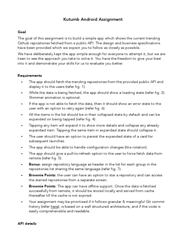 Kutumb Android Assignment (L1) | PDF | Mobile App | Android (Operating System)