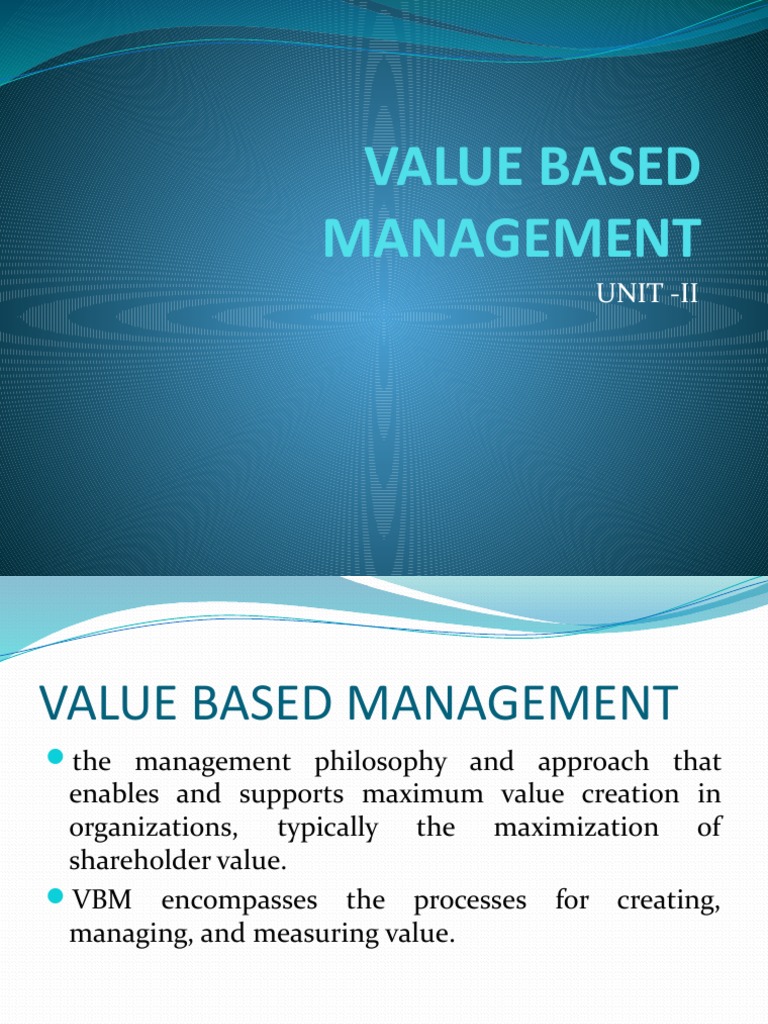 Value Based Management | PDF | Shareholder Value | Value (Ethics)