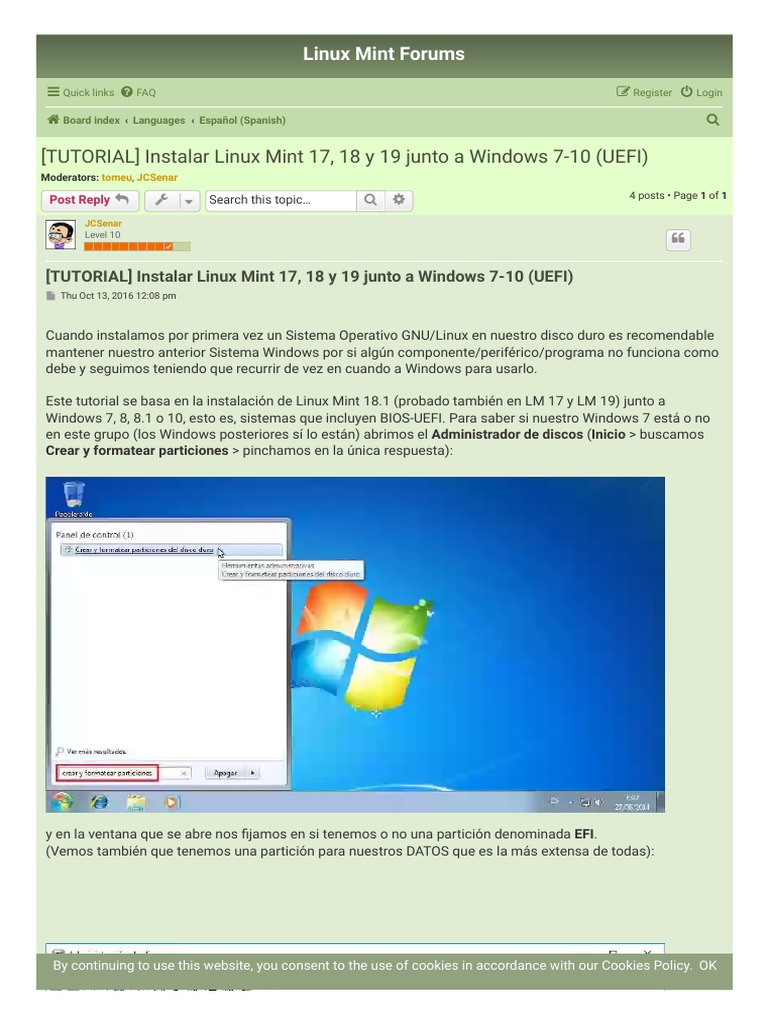 (TUTORIAL) Instalar Linux Mint 17, 18 y 19 Junto A Windows 7-10 (UEFI) - Linux Mint Forums ...