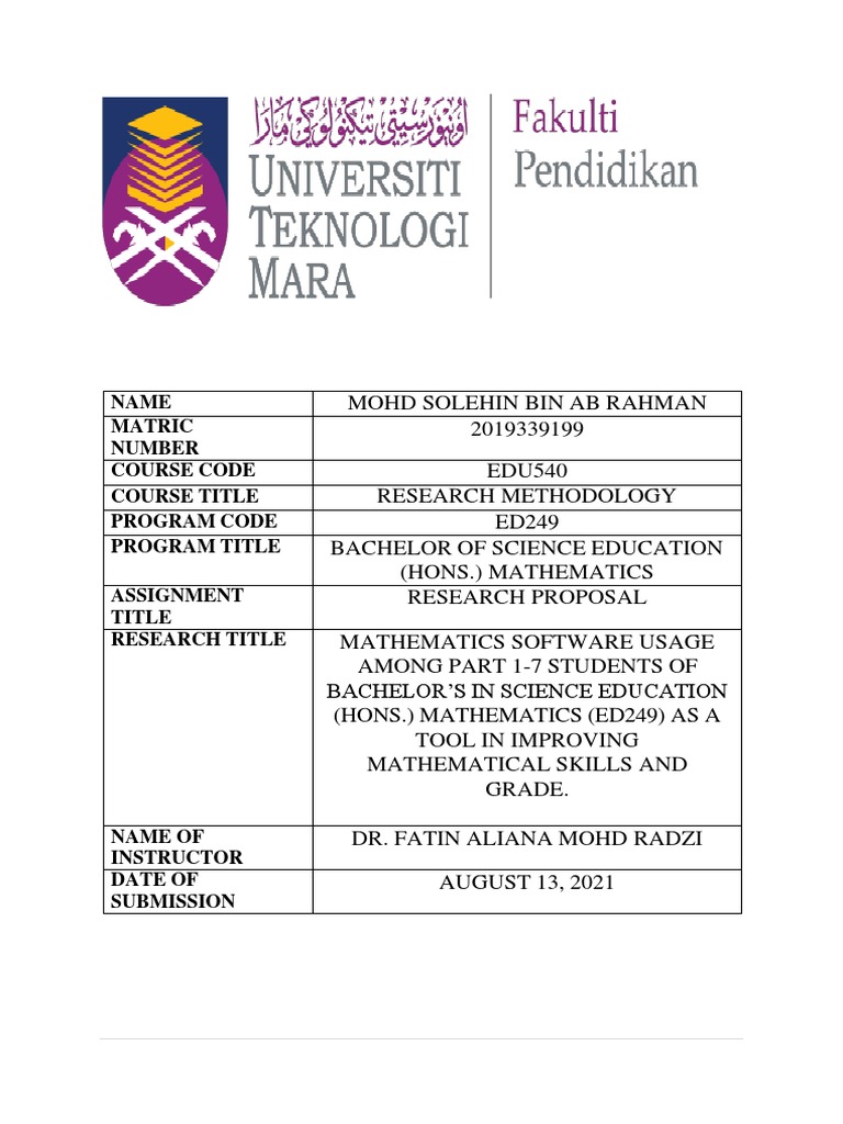 Research Proposal Edu540 | PDF | Quantitative Research | Mathematics